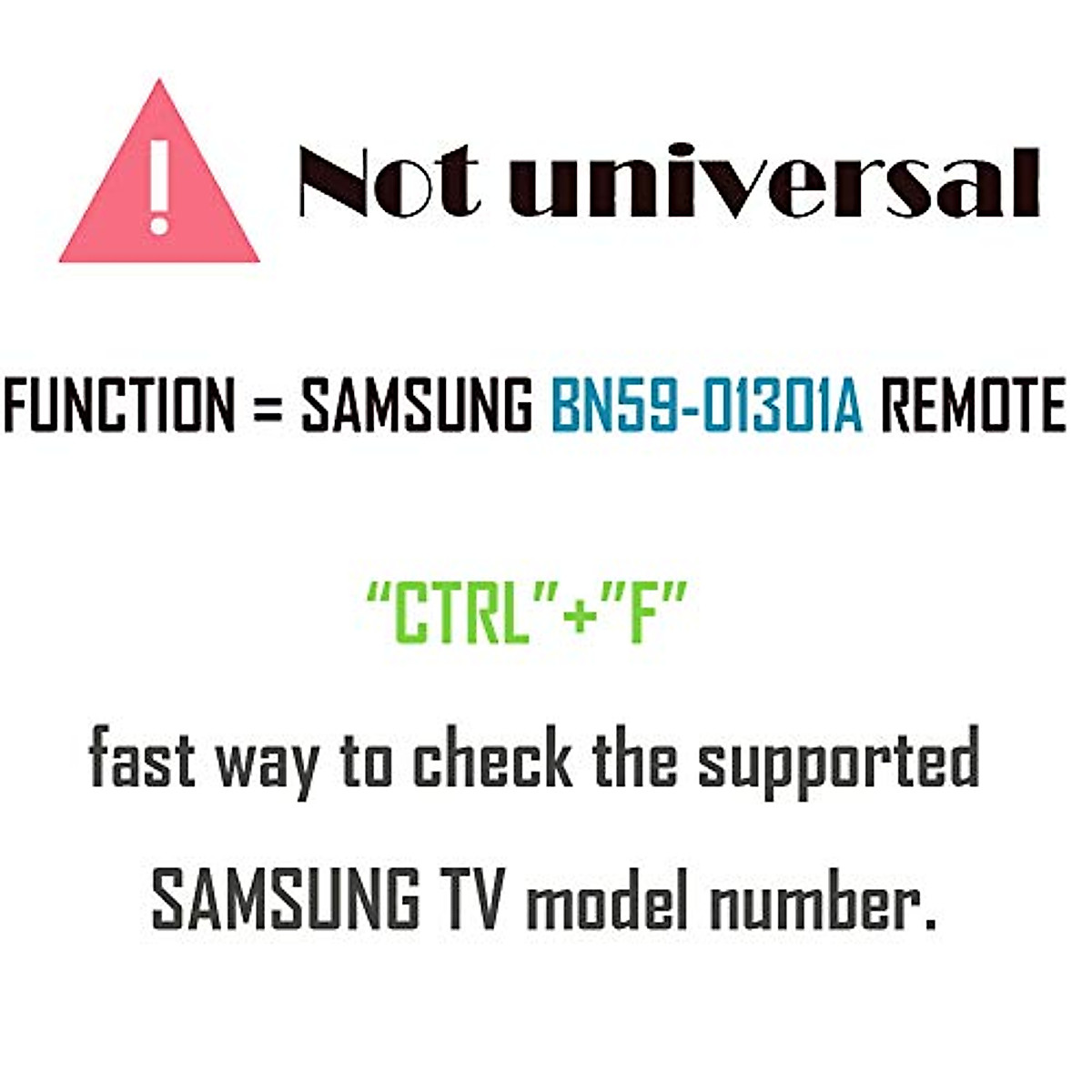 BN59-01301A Replacement for Samsung TV Remote Control (Non Universal) for UN55NU6900 UN32N5300 UN43NU6900 UN50NU6900 UN50NU7100 UN55NU7100 UN55NU7300 UN65NU7100 with GP Alkaline 2 pcs Batteries