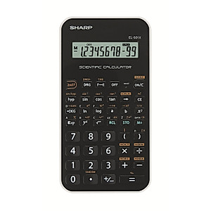 Sharp EL-501XBWH Scientific Calculator, 10-Digit LCD, Black/White