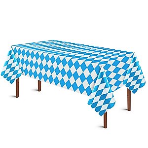 Boao 3 Pieces 51 x 71 Inch Oktoberfest Bavarian Flag Check Table Cover Plastic Rectangle Picnic Tablecloth for Octoberfest Outdoor Party Decor Christmas Party Favors