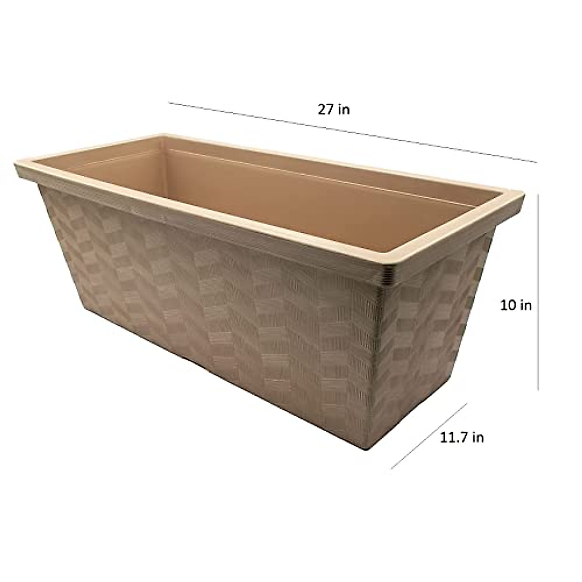 The HC Companies 27 Inch Borden Rectangular Planter Box - Large Lightweight Outdoor Plastic Plant Pot for Vegetables, Herbs, Flowers Inch Maple