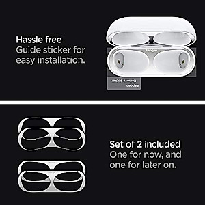 Spigen Shine Shield Designed for Airpods Pro 2nd Generation (2022) and Airpods Pro (2019) Anti Dust Sticker [2 Sets] - Metallic Silver