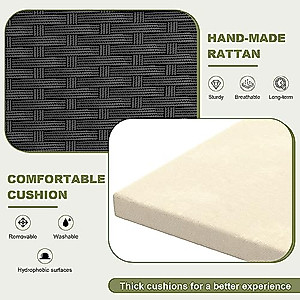 rattantree 4 Pieces Patio Sofa Clearance,Outdoor Wicker Patio Chair with Table,Garden Porch Furniture Sets,Black