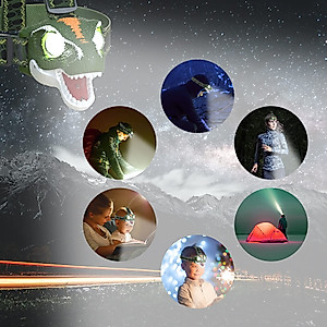 SEVENKA LED Headlamp for Kids, Outdoor Toy Head Lamp Flashlight for Boys Girls Toddler, 3.4oz Lightweight Headlight Camping Gear, Roar/Mute, Birthday Gift (Battery Included)