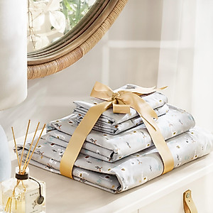 Comfort Spaces 100% Cotton Sheets Queen, Breathable, Naturally Cool Cotton Sheets, Soft Cotton Bed Sheets with 14" Elastic Pocket Fits up to 16" Mattress, All Seasons Sheet Set, Lama Multi 4 Piece