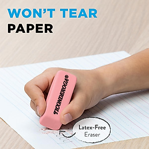 TICONDEROGA Pink Carnation Erasers, Wedge, Medium, Pink, 3 Count (Pack of 1) (X38943)