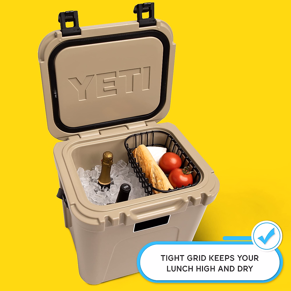 Above Sea Level Cooler Basket for YETI Roadie 24 - Tight Grid, Rock Solid Steel, Compatible with Yeti Ice and Accessories