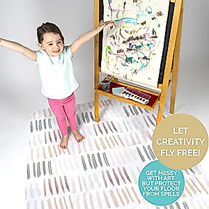 JumpOff Jo – Baby Splat Mat for Under High Chair,– Washable Waterproof Baby Floor Mat for Arts and Crafts Playtime and Dining Table or Booster Seat, Reusable Fabric 51"x51" - Dashes