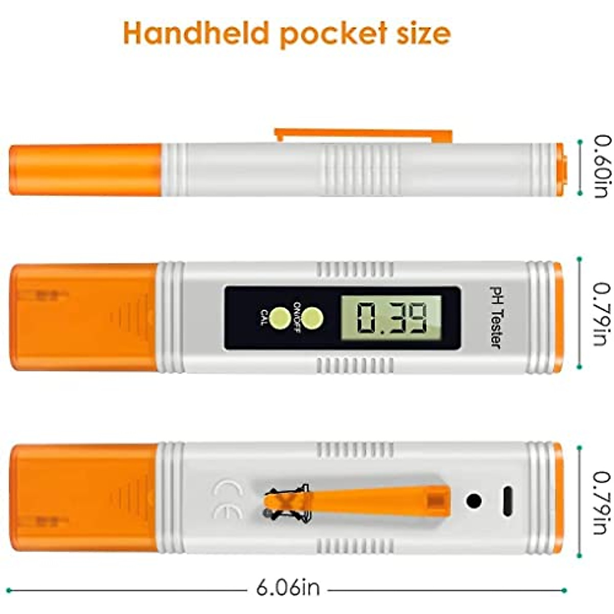 Vivibyan Digital PH Meter, PH Meter 0.01 PH High Accuracy Water Quality Tester with 0-14 PH Measurement Range for Household Drinking, Pool and Aquarium Water PH Tester Design with ATC, Orange