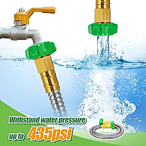 Short Garden Hose with Female to Female Connector, 3ft Metal Leakproof Leader Hose for Hose Reel, Heavy Duty 304 Stainless Steel Flexible Hose for Outdoor Garden Watering Car Pet Cleaning