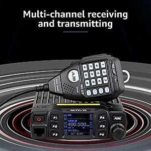 Retevis RT95 Dual Band Mobile Radio, Dual Speaker Mobile Transceiver, 200 Channels 180 Degree Rotatable LCD Display, 2m 70cm Mini Mobile Two Way Radio for RV 4x4 Offroad (1 Pack)