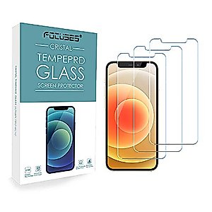 Focuses iPhone 12 Screen Protector, iPhone 12 Pro Screen Protector, Anti Blue Light Tempered Glass Film for Apple iPhone 12 Pro & iPhone 12,3-Pack