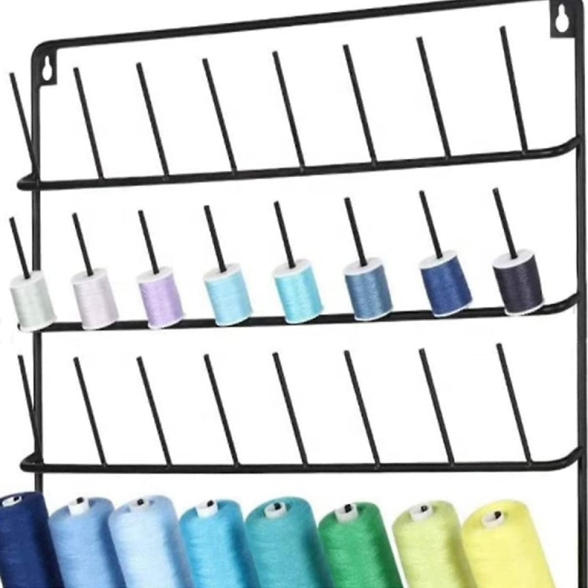 DIYEAH 32 Axis Frame Serger Room Thread Organizer Wall- Mounted Thread Holder Cone Thread Rack Metal Sewing Organizer Hair Braiding Accessories Thread Supplies Wire Rack Embroidered Iron