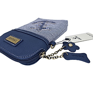 Anchor Crossbody Bag Nautical iPhone Cell Phone Purse Bag PU Leather Canvas Handbag for Smartphone Credit Card Passport Keys