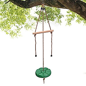 Disc Swing for Kids, Monkey Bar Disc Swing, Disk Swing Seat with Adjustable Rope, Carabiner and Strap, Replacement Swing for Swing Set for Backyard, Tree, Zipline Yuab
