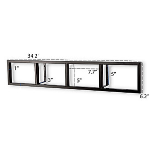 YouHaveSpace CD DVD Storage Shelf for Wall, 34 Inch Cube Storage Media Shelf and Video Game Organizer, Metal Black Wall Shelf