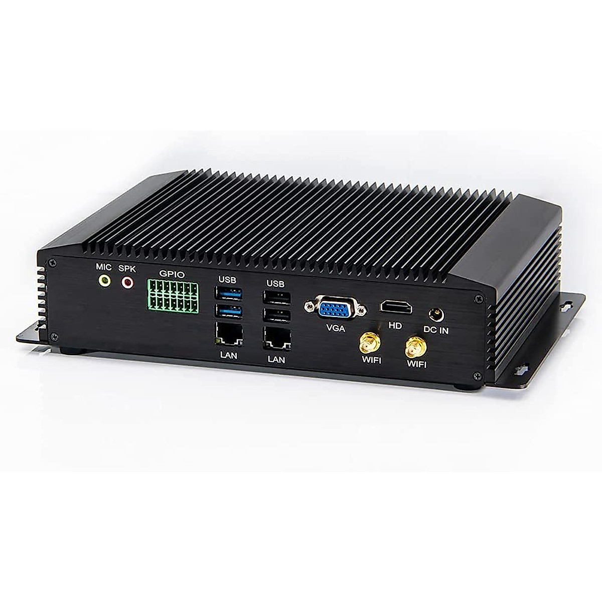 PARTAKER Fanless Industrial PC,Mini Desktop Computer with Intel Core i5 7200U Dual Core CPU, 16GB Ram 512GB SSD,6xCOM, 4xUSB 3.0, 4xUSB 2.0, 2xLAN, GPIO, HD Port, VGA, Wi-Fi, PS/2,Windows 10 Pro