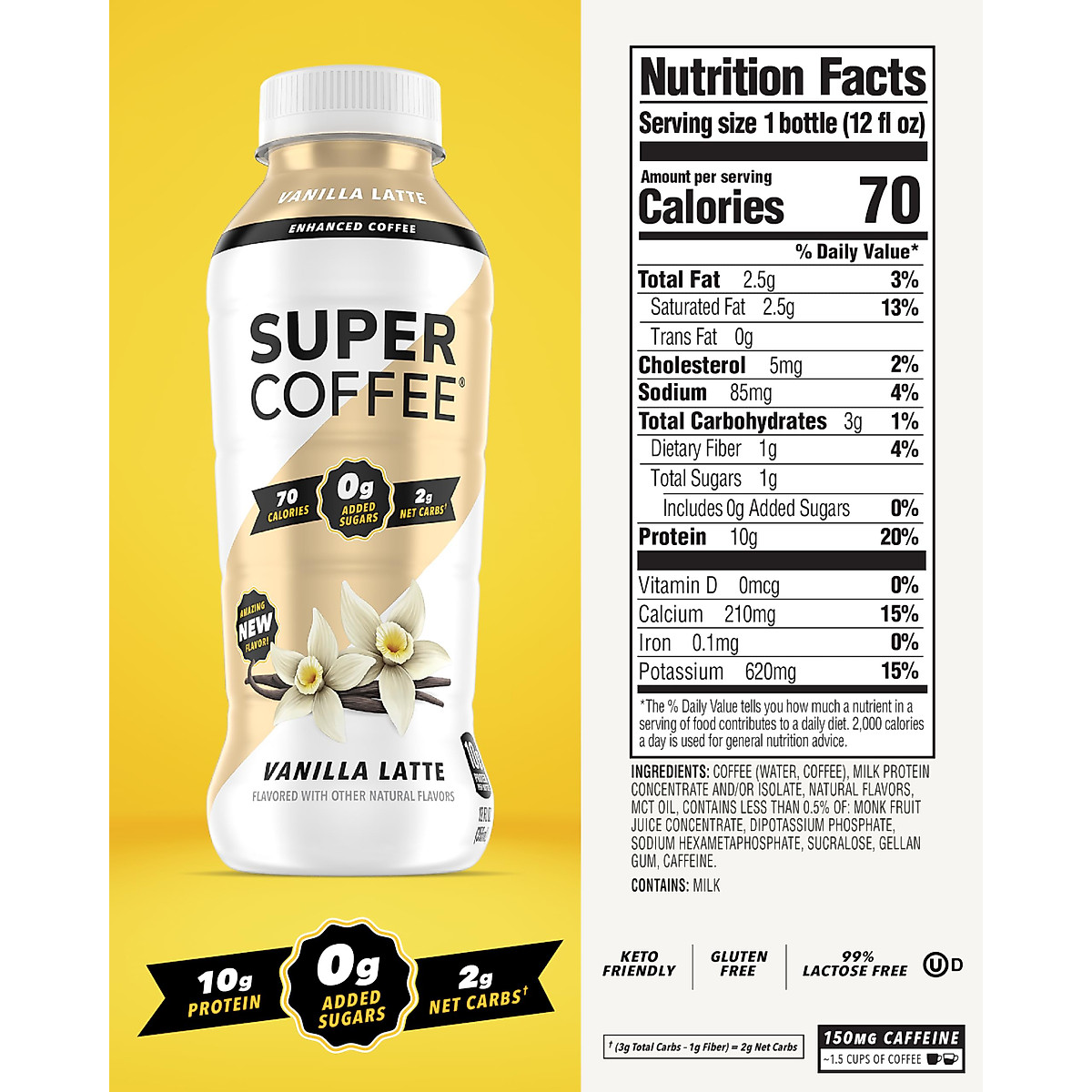 Super Coffee, Iced Keto Coffee (0g Added Sugar, 10g Protein, 80 Calories) [Variety Pack] 12 Fl Oz, 12 Pack | Iced Coffee, Protein Coffee, Coffee Drinks - LactoseFree, SoyFree, GlutenFree