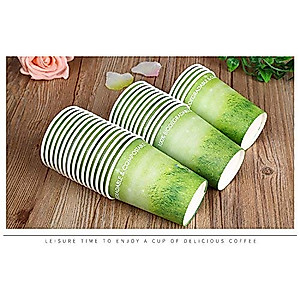 A+ DESIGN Special Green Grass Design Paper Hot Coffee Cups Eco-friendly,100% Blodegradable&Compostable (Green grass, 100 count, 8 oz)