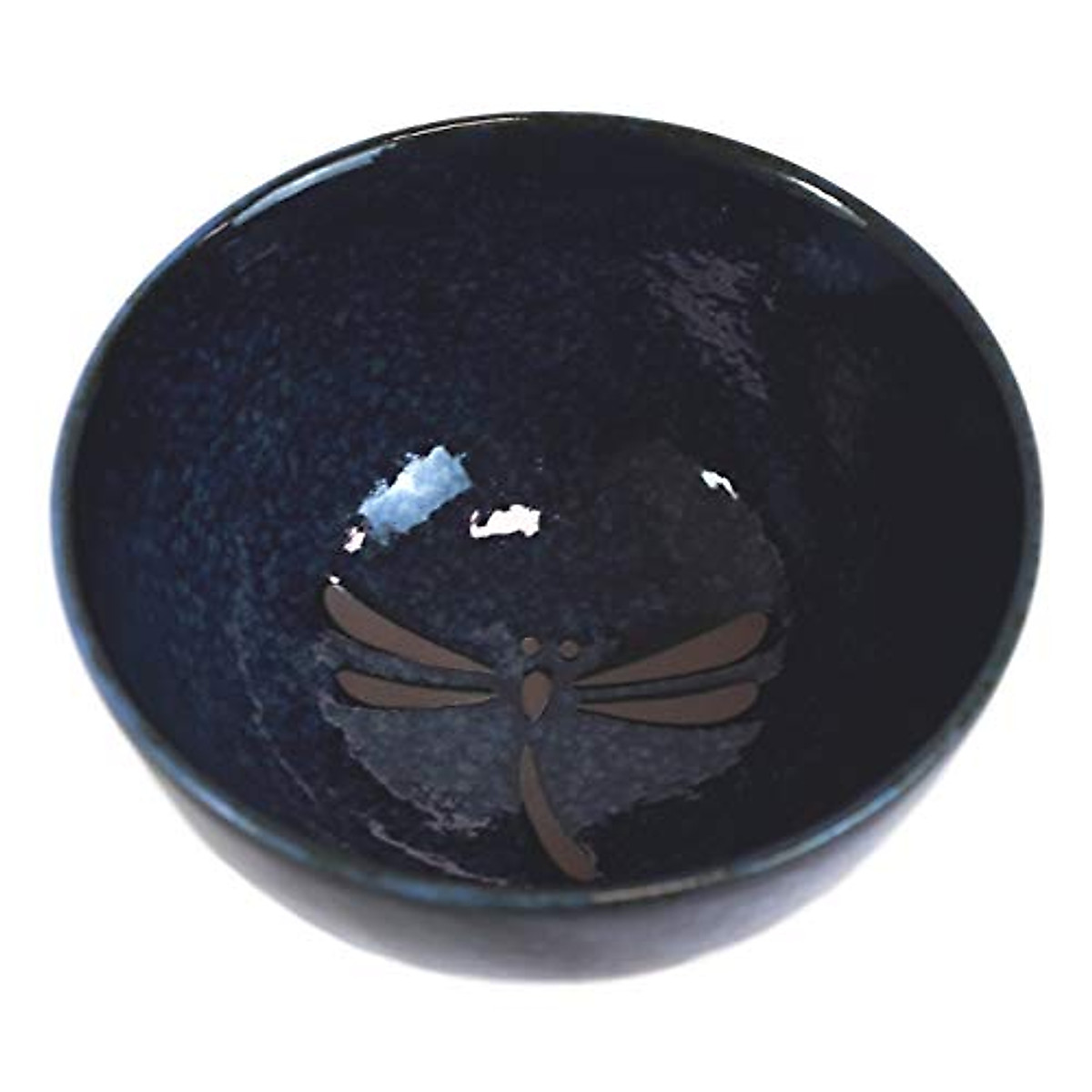 Ebros Pack Of 6 Made in Japan Midnight Blue Tombo Dragonfly Rice Soup Cereal Salad Dessert Stoneware Porcelain Bowls 4.5"D Home Decor Japanese Zen Fusion Accent Bowl Set Serveware Dinnerware