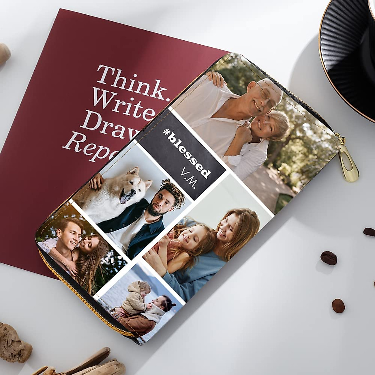 Gemszoo Women's Custom Photo Wallet Personalized Engraved Picture Name Handbag Long Credit Card Holder Zip Around Clutch (Style 2)