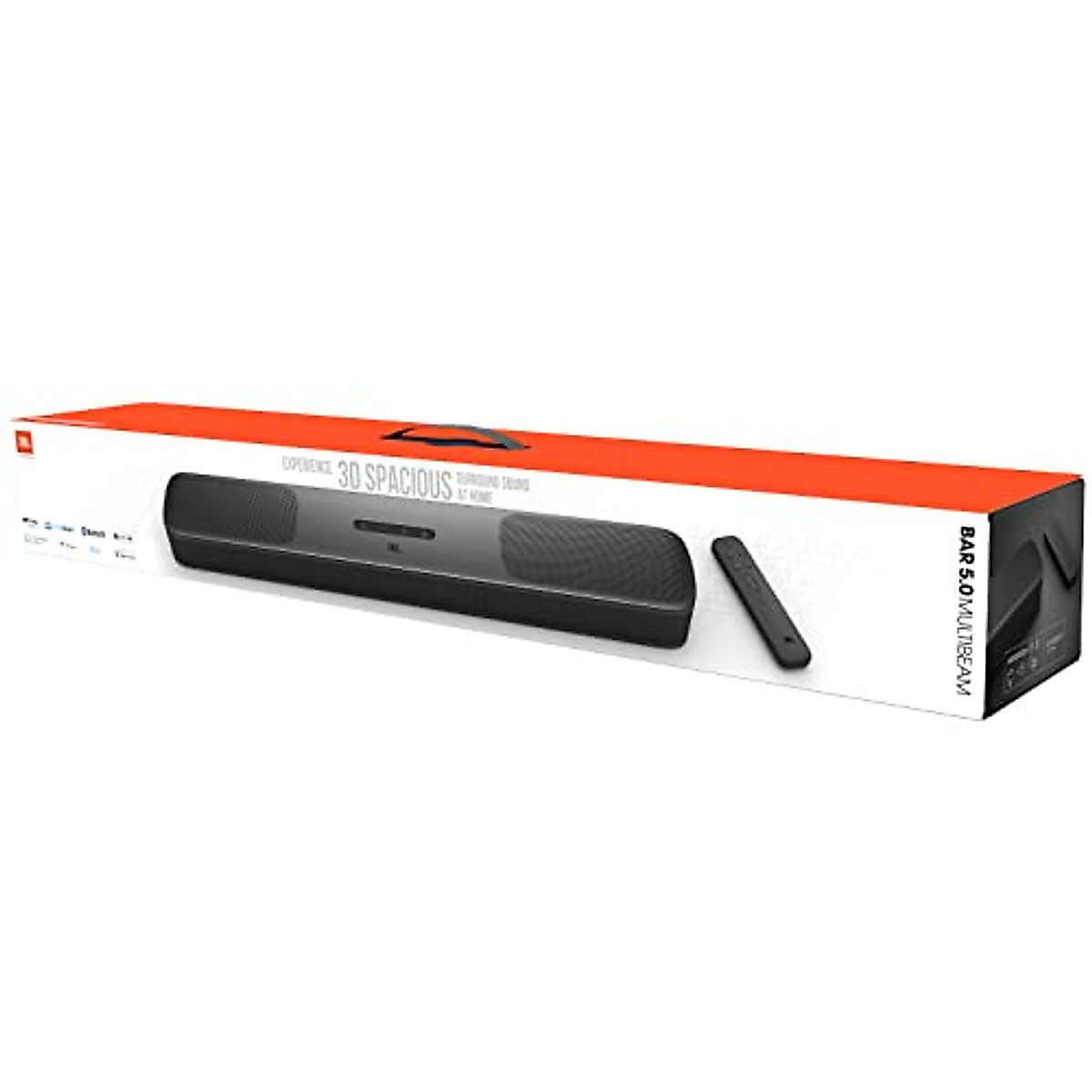 JBL Bar 5.0 MultiBeam 250W Virtual 5-Channel Soundbar - Dolby Atmos Compatibility, 802.11AC WiFi, Bluetooth 4.2 Connectivity, HDMI eARC, Voice Control