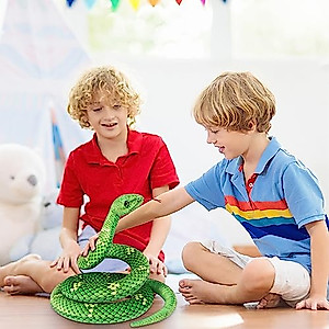 Hozzi Giant Boa Constrictor Large Stuffed Animal Snake Plush Realistic Toy 200cm / 80 Inches Lifelike Gifts for Kids Birthday Party Prank Props (Green)