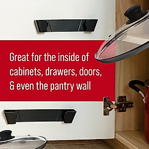 Pot Lid Organizer for Cabinet Door - Pan Lid Holder Cabinet Door - 6" & 9" Pot Lid Holder Wall Mount - Plastic Peel & Stick Cabinet Door Pan Lid Organizer - Lid Holder for Cabinet Door - 6 Pack