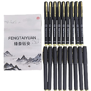 Fengtaiyuan 038P18, Gel Ink Rollerball Pens, Black Ink, Ultra FIne 0.38mm, 18 Pack, Writing Smooth, Cool Pens (0.38mm-Black-18Pack)