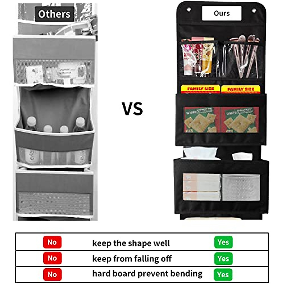 2 Pack Over Door Hanging Organizer, Boczif 5-Shelf Wall Mount Storage with 4 Large Pocket and Mesh Clear Window, Closet Door Organizer for Bathroom,Pantry,Closet,Dorm,Toys,Kitchen, Cosmetics (2-Black)