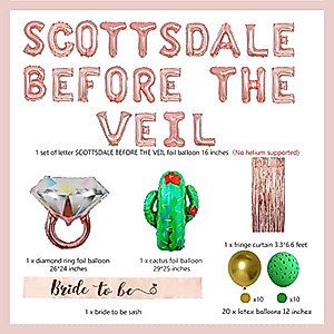 Scottsdale Bachelorette Party Decorations - Scottsdale Before the Veil Balloon Bride to Be Sash Cactus Diamond Ring Foil Balloons for Women Miss to Mrs, Bridal Shower Decorations