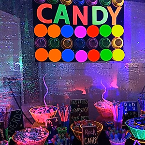 32 Sheets Neon Papers Glow Party Decorations,Neon Paper Garland Circle Dots,UV Blacklight in The Dark for Dance Floor,Birthday,Wedding,Party