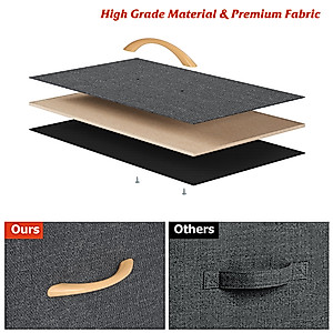 Nicehill Dresser for Bedroom with 5 Drawers, Storage Drawer Organizer, Wide Chest of Drawers for Closet, Clothes, Kids, Baby, TV Stand with Storage Drawers, Wood Board, Fabric Drawers(Black Grey)