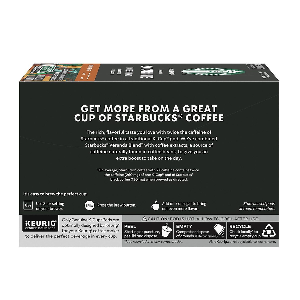 Starbucks K-Cup Coffee Pods, Medium Roast Coffee With 2X Caffeine House Blend For Keurig Coffee Makers, 100% Arabica, 6 Boxes (60 Pods Total)