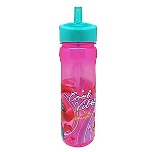 Trolls Reusable 600ml PP Water Bottle with Straw for Kids-Official Merchandise by Polar Gear Drinking School Nursery Sports Picnic BPA Free, Plastic, Pink