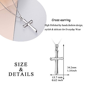Cross Necklace Women Sterling Silver Religious Engraved Faith Hope Love Cross Pendant Necklace Jewelry Christmas Gifts for Women Unisex