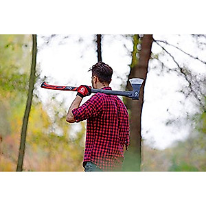INTERTOOL 36” Wood Chopping Axe, 2.8 Lbs, Long Tree Felling Ax, Firewood Cutting, Shock Absorbing Fiberglass Anti-Slip Handle with Blade Cover HT-0264