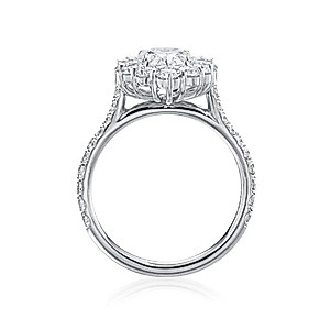 Uloveido White Gold Plated Teardrop Engagement Rings Pear Cut Cubic Zirconia CZ Wedding Promise Rings for Women Y2501 (Size 10)