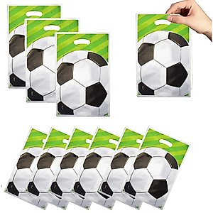 ALLPICK 30PCS Soccer Plastic Loot Gifts Bags Goody Candy Treat Bags for Kids Soccer Themed Birthday Party