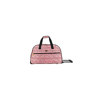 LUCAS Designer Carry On Luggage Collection - Lightweight Pattern 22 Inch Duffel Bag- Weekender Overnight Business Travel Suitcase with 2- Rolling Spinner Wheels (SEA FORM) (RED)