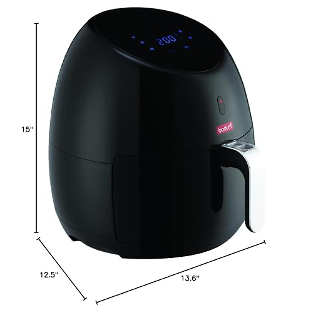 Bodum Melior Air Fryer with Digital Control Panel and 8 Presets, 169 Ounce, Black