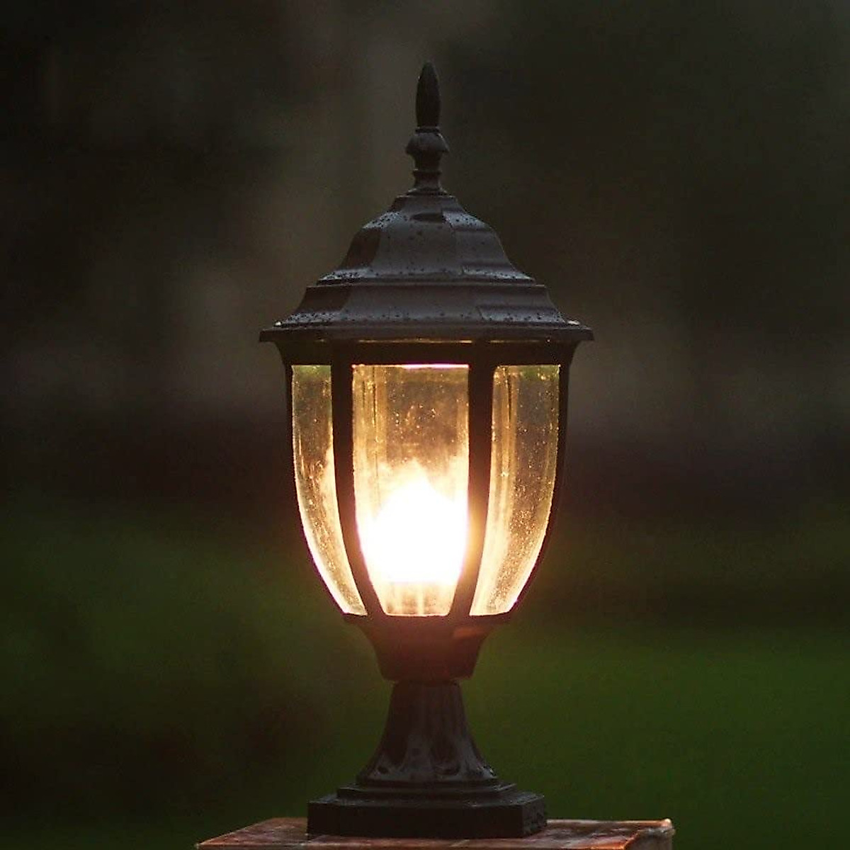 MODEBHD 38cm Antique Traditional Victoria Globe Glass E27 Garden Column Lamp European Retro Outdoor Waterproof Aluminum Post Light Courtyard Path Door Landscape Decorative Pillar Lights