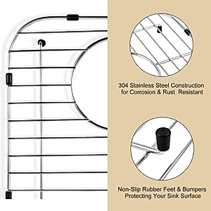KintKita Sink Rack for Bottom of Sink 13.2"x11.8",2 Pack 304 Stainless Steel Sink Protector for Kitchen Sink with Sink Strainers,Rear Drain Hole Sink Grate for Bottom of Kitchen Sink