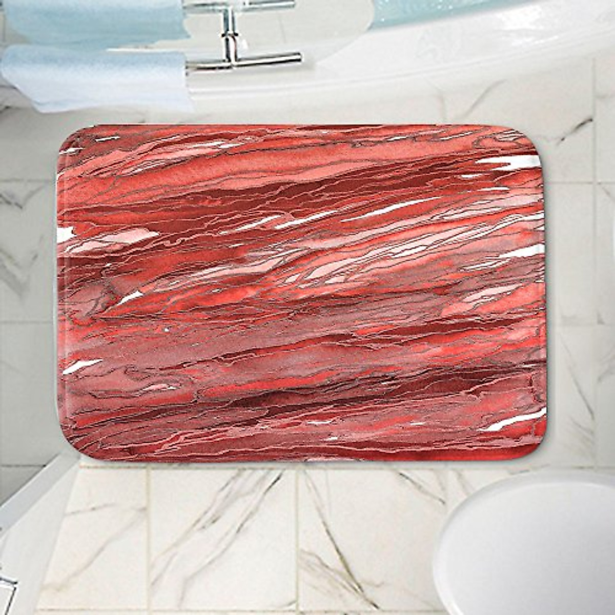 Dia Noche Designs, Bath and Kitchen Floor Mats, Large 36 x 24 in, BR-JuliaDiSanoAgateMagicRustRed2