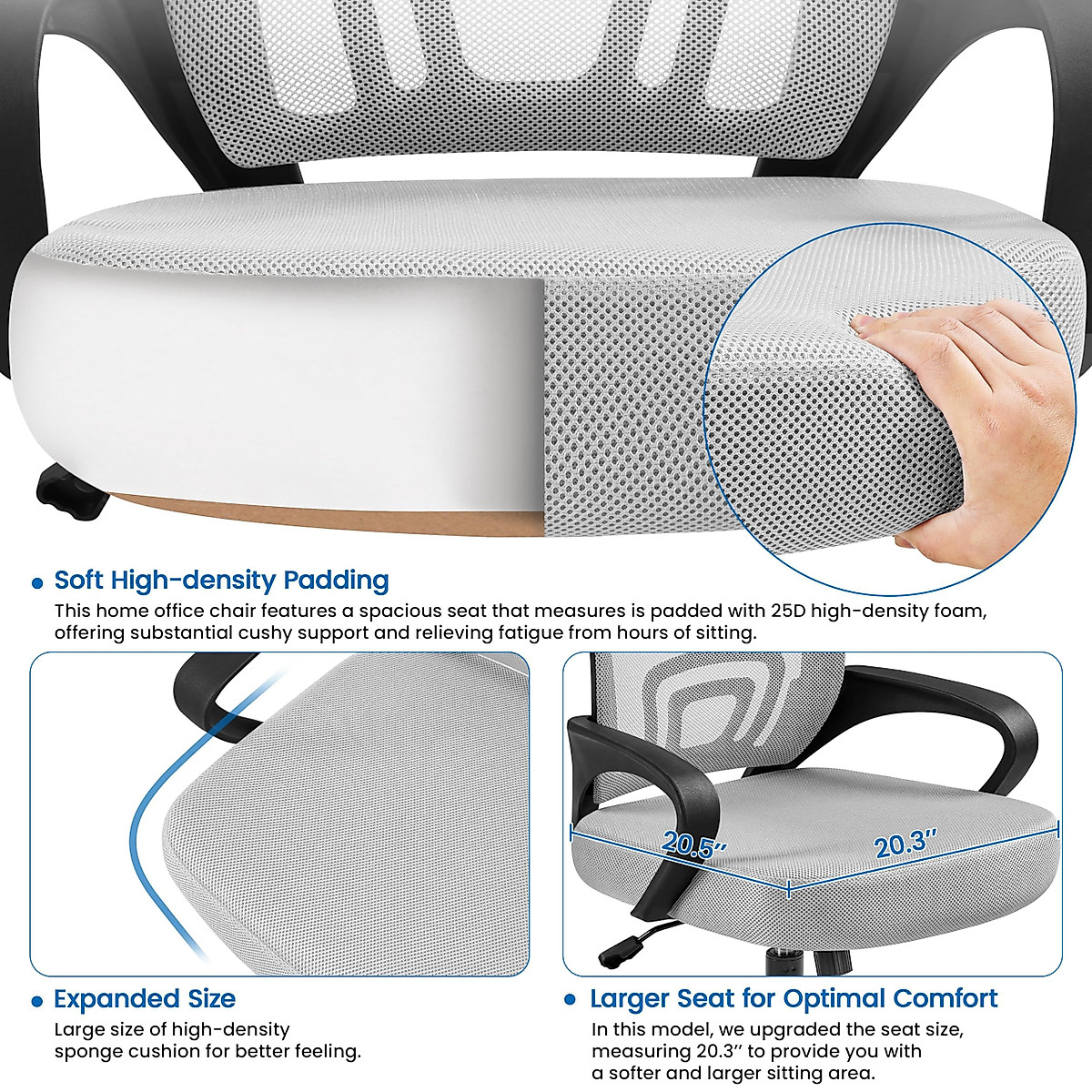 Topeakmart Executive Office Chair Computer Desk Chair Office Task Chair Study Work Chair Managerial Chair for Home Office Student Study Conference Room, Grey