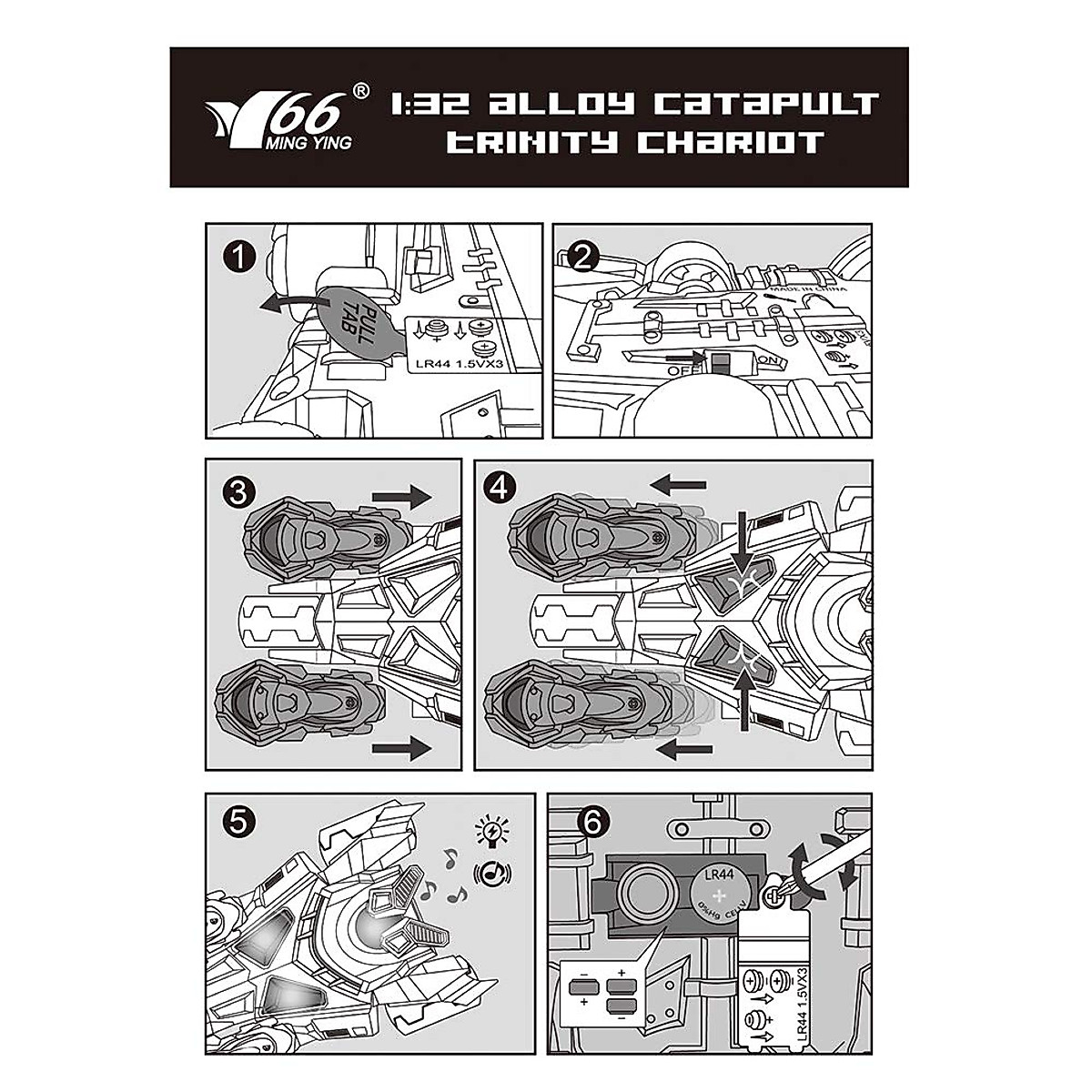 Pull Back Cars Toys, Pull Back Vehicles Motorcycle Launcher Toy Die-cast 3 in 1 Catapult Race Trinity Chariot (Red)