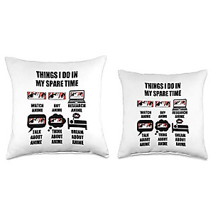 Funny Just A Girl Who Loves Anime Tees Cool Things I Do in My Spare Time Anime Lover Teen Gifts Throw Pillow, 16x16, Multicolor