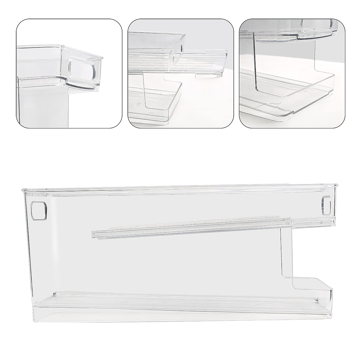 Soda Can Organizers Bins, 2 PCS Wide Plastic Water Bottle Storage, Stackable Clear Refrigerator Organizer Bins, Food Storage Dispensers for Freezer Cabinet Countertops Fridge Kitchen