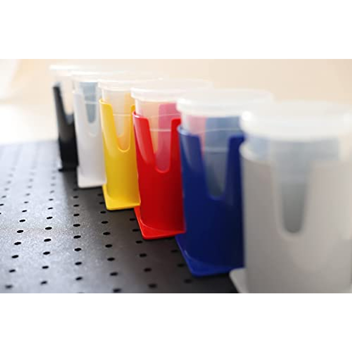 SmartJars® Pegboard Organizer Accessories Storage Jars, Pegboard Jars for Garage Organization, Craft Room, or Pantry, Pegboard Bins with Lids, Pegboard Wall Organizer, Organizer Pack of 12 (White)