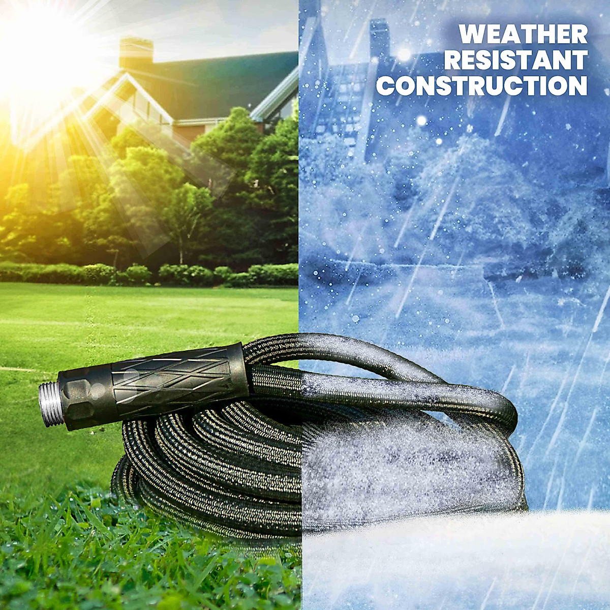 HYDROSTEEL 3-Layer 100 Ft Garden Hose with Nozzle, Metal Water Hose 100Ft, Heavy Duty Stainless Steel Flexible Garden Hose 100 Ft, Lightweight, Easy to Coil, Kink Resistant, 500 PSI AS SEEN ON TV