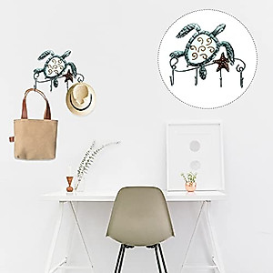 Garneck Rustic Iron Wall Hooks Key Rack Holder Metal Sea Turtle Wall Sculpture Nautical Coastal Wall Hanger Robe Hooks Clothes Hat Coat Towel Hooks for Bedroom Bathroom Kitchen